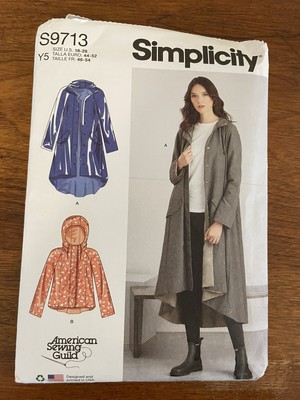 Simplicity 9713-Jacket, Hooded Parka Raincoat Pattern-Misses size Y5 18 ...