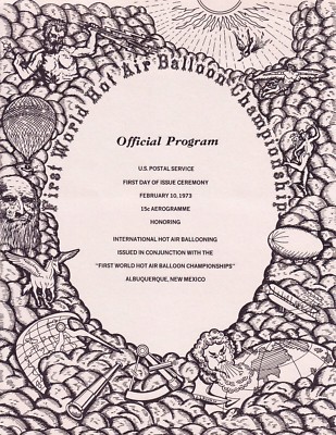 USPS 1st Day Ceremony Program #UC46 C1 Hot Air Ballooning Aerogramme ...
