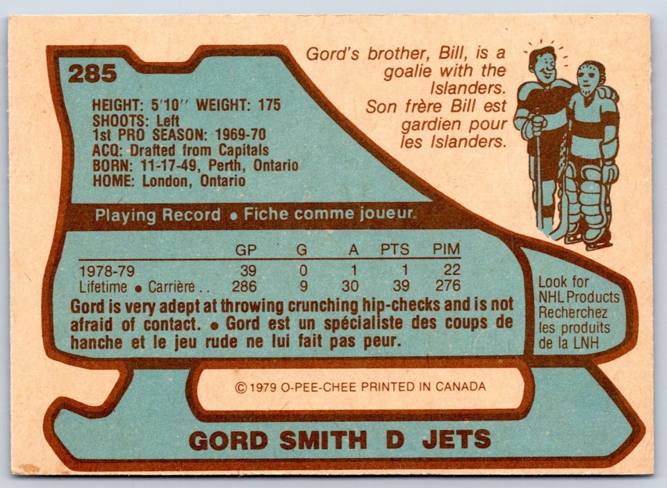 GORD SMITH 1979-80 O-PEE-CHEE 79-80 NO 285 NRMINT+ 31438 | eBay