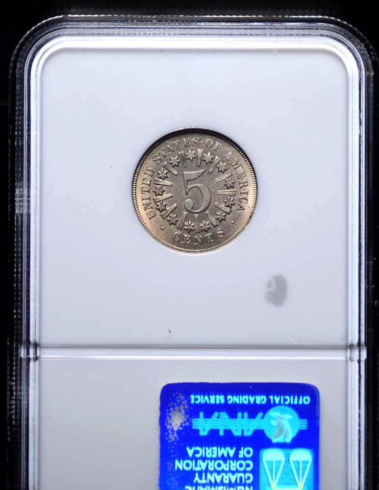 1866 WITH RAYS SHIELD NICKEL NGC VERY CHOICE MS 63 AN ...