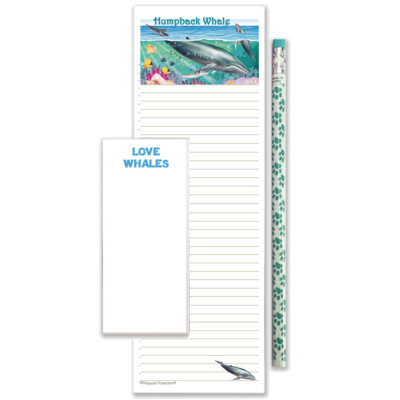 Whale Humpback To Do List Magnetic Shopping Pad Notepad & Pencil Gift ...