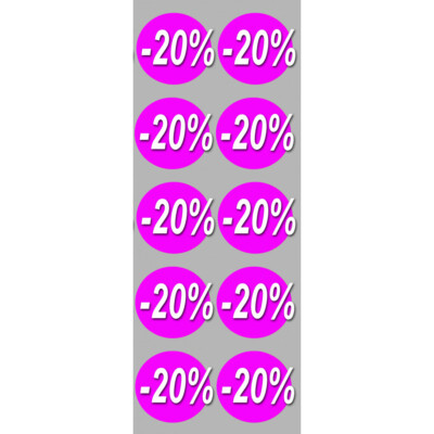 solde 20% rond - 10 stickers de 5cm - Sticker/autocollant | eBay