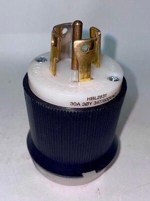 Hubbell Twist Lock Plug, HBL2831, 30A, 347/600VAC, Used | eBay