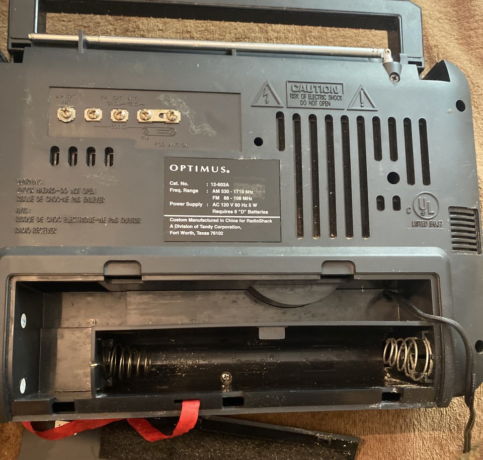 Vtg OPTIMUS Radio Shack High Performance AM FM Portable Radio 12-603A ...