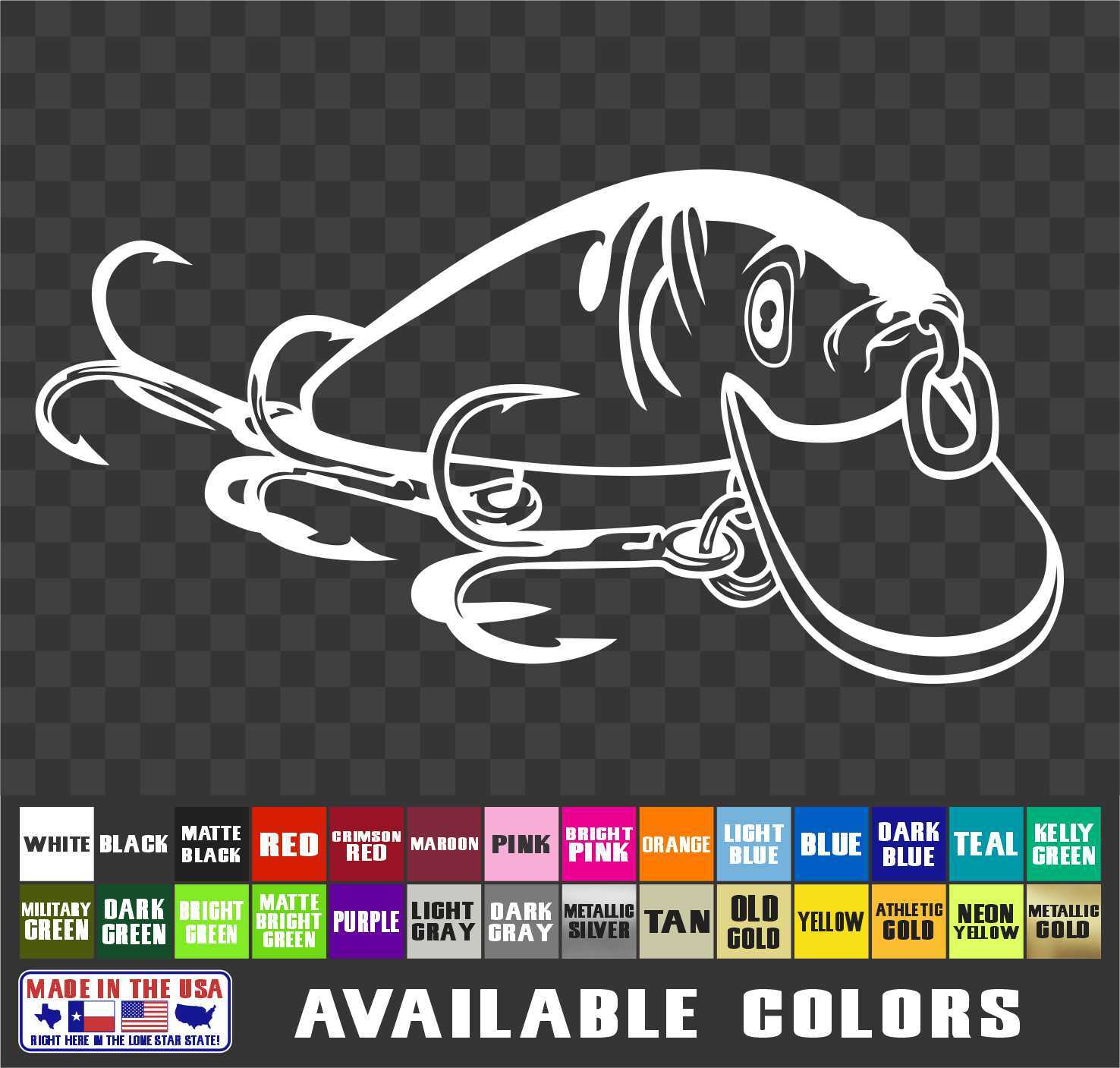Bass Lure Crankbait Lure Sticker Deep Fishing Decal Boat Window Outline ...