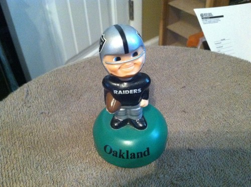 Vintage Oakland Raiders Bobblehead on Green Base Plastic Battery ...