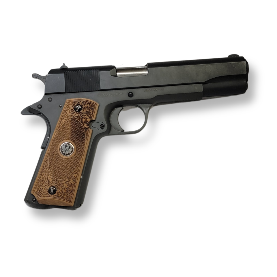 1911 Full Size Grips Unfinished Walnut with Checkering in an Oval Surrounded | eBay