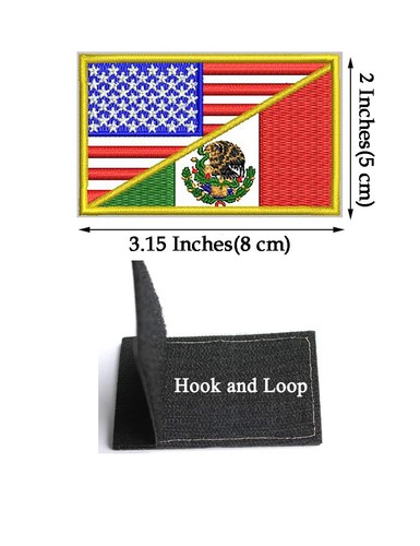 American Mexican Flag Patches 2 Pack Embroidered Tactical Hook Backed ...