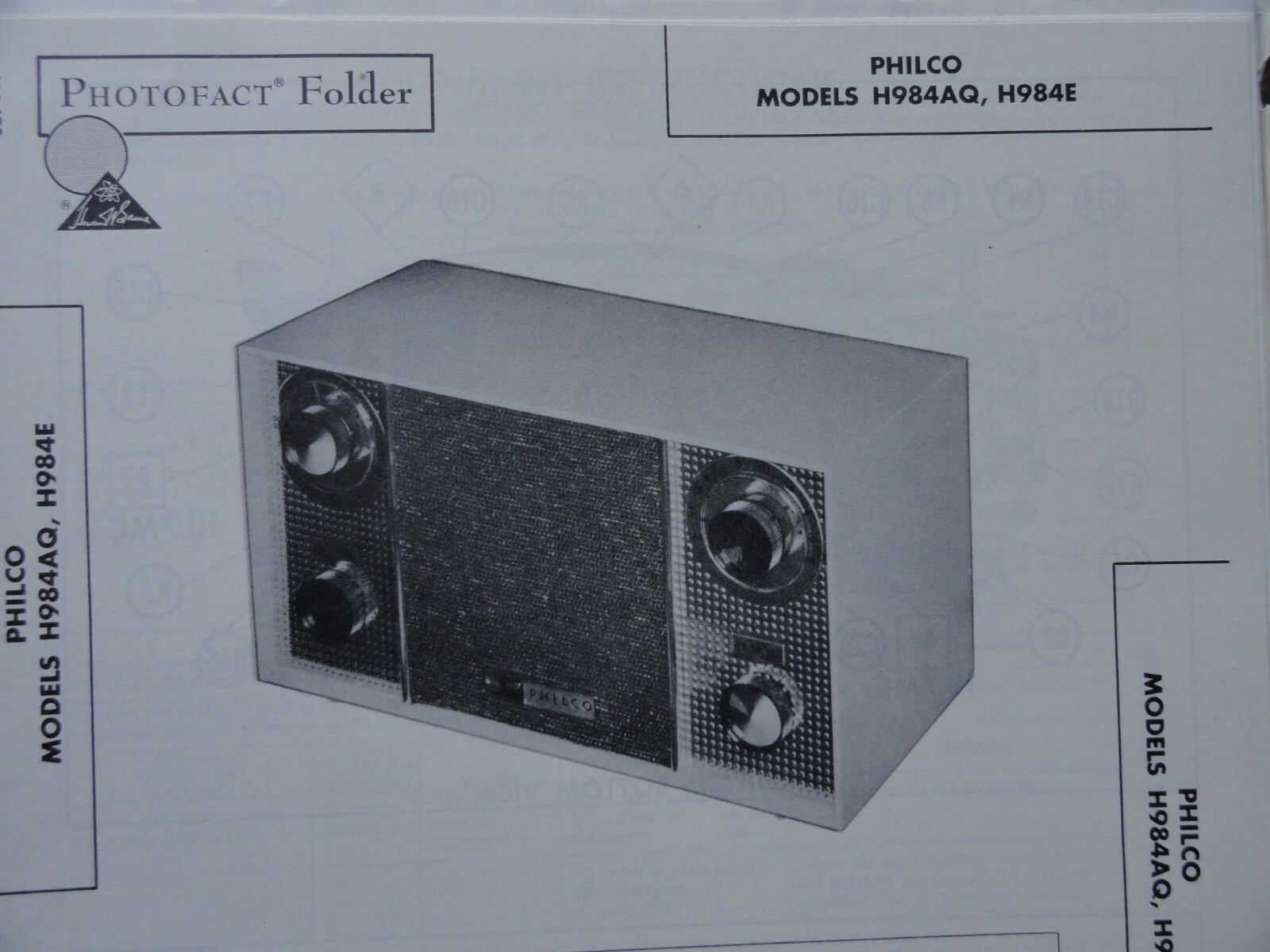 Original Sams Photofact Manual PHILCO MODELS H984AQ, H984E (507) | eBay