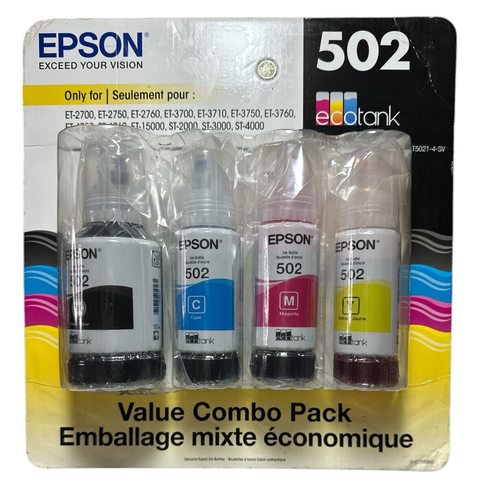 Epson 502 Ink Combo Pack Genuine for ECO-TANK Printers 07/2025 New in ...