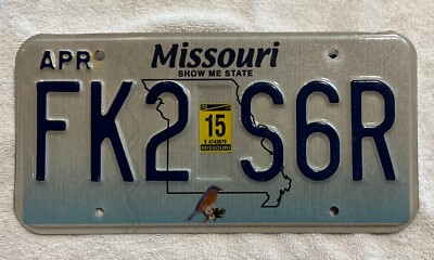 LICENSE PLATE MISSOURI BIRD FK2 S6R 2015 | eBay