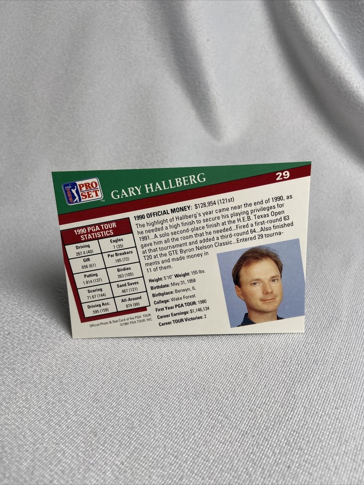 1991 PGA Pro Set PGA Tour Golf Card #29 Gary Hallberg | eBay