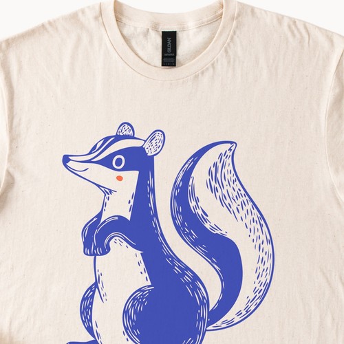 Blue Skunk Graphic T Shirt Cute Animal Art Cartoon Forest Nature Tee | eBay