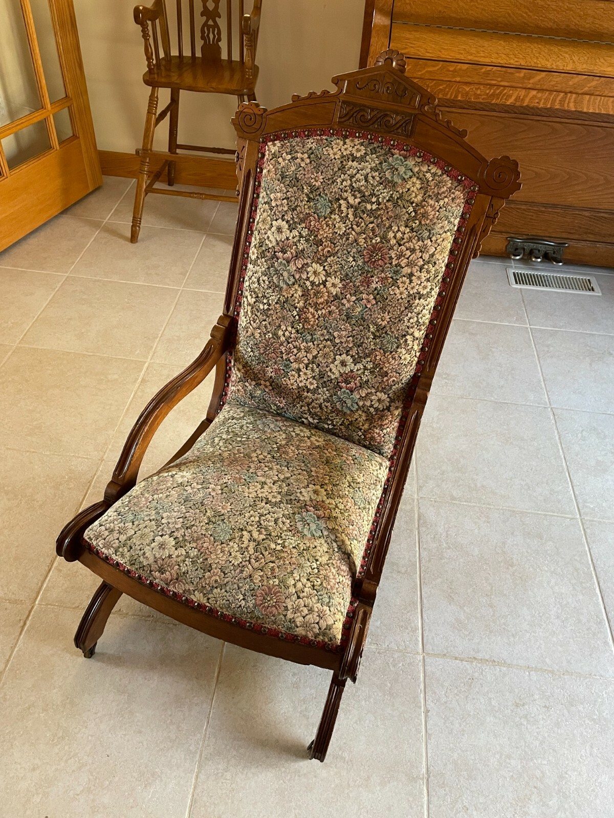 Antique Victorian Coil Spring Loaded Rocking Chair | eBay