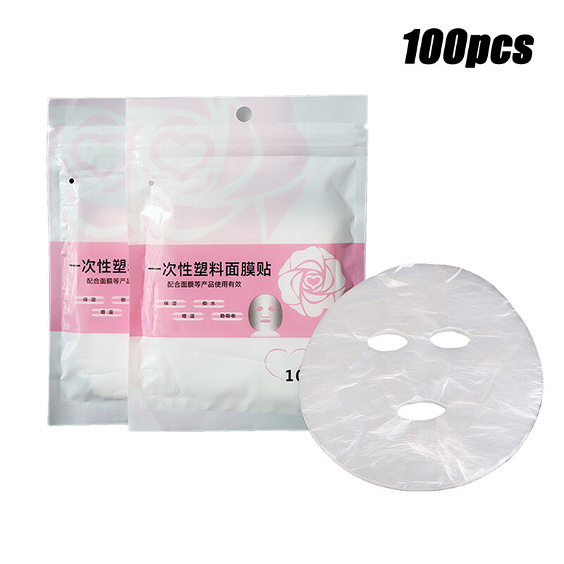 100pcsPlastic Film Skin Care Full Face Cleaner Mask Paper Disposable ...