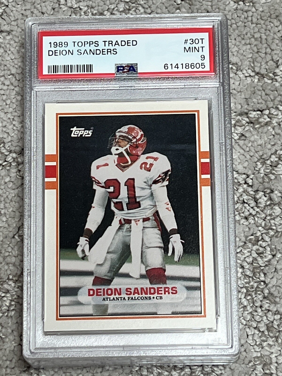 PSA 9 1989 TOPPS TRADED FOOTBALL CARD DEION SANDERS ROOKIE ATLANTA ...