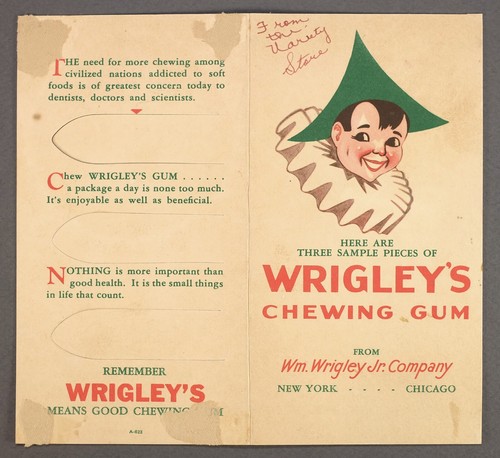 1920s Wrigley's Chewing Gum Sample Pieces Antique Advertising Card | eBay