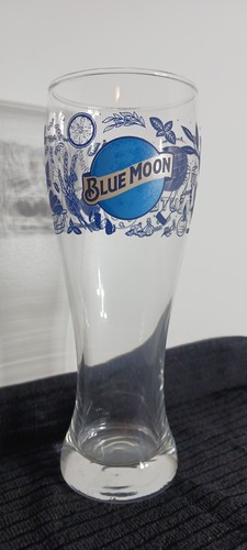 BLUE MOON Pilsner 20oz SALUTE CHEERS" Tall boy 9" Beer Glass, Very Good ...