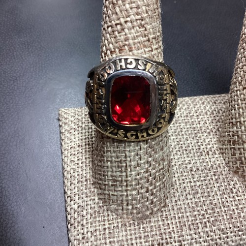 High School Class Ring Red Stone 8 1/4 | eBay