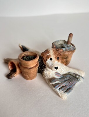 Marjolein Bastin JACK RUSSEL TERRIER Garden Dog With Pots & Glove ...