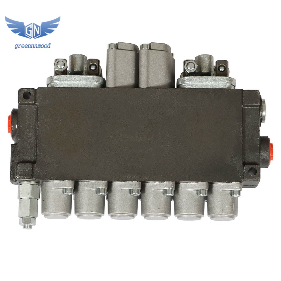 Hydraulic Backhoe Directional Control Valve w/ 2 Joysticks, 6 Spool, 11 ...
