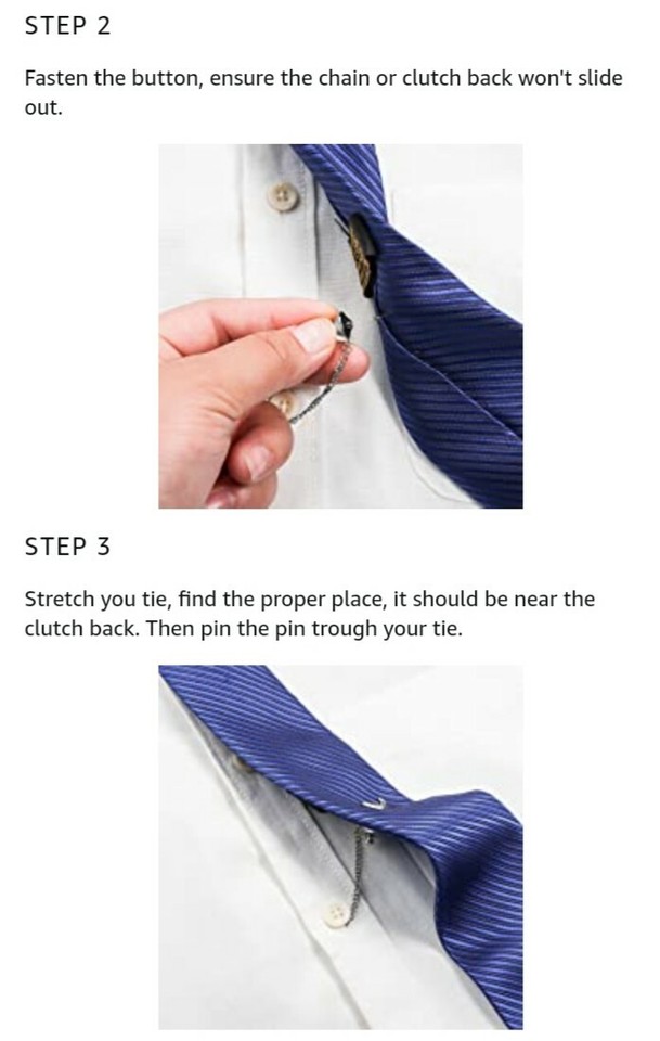 AMITER Men Tie Tack Pin Initial Q Silver with Chain for Necktie, Bow ...