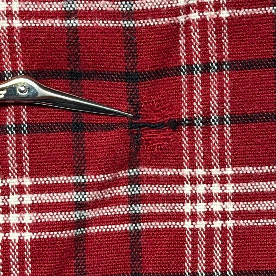 LL Bean Chamois Coth Shirt Men XL 100% Cotton Red Black Plaid FLAWS ...