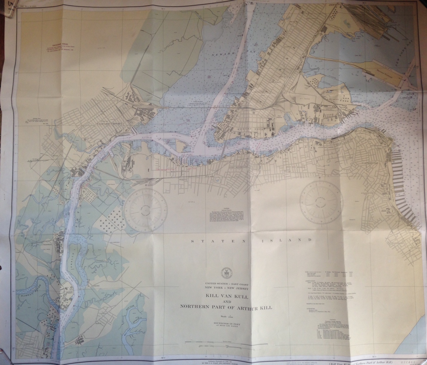 ORIG 1943 KILL VAN KULL & NORTHERN PART OF ARTHUR KILL STATEN ISLAND ...