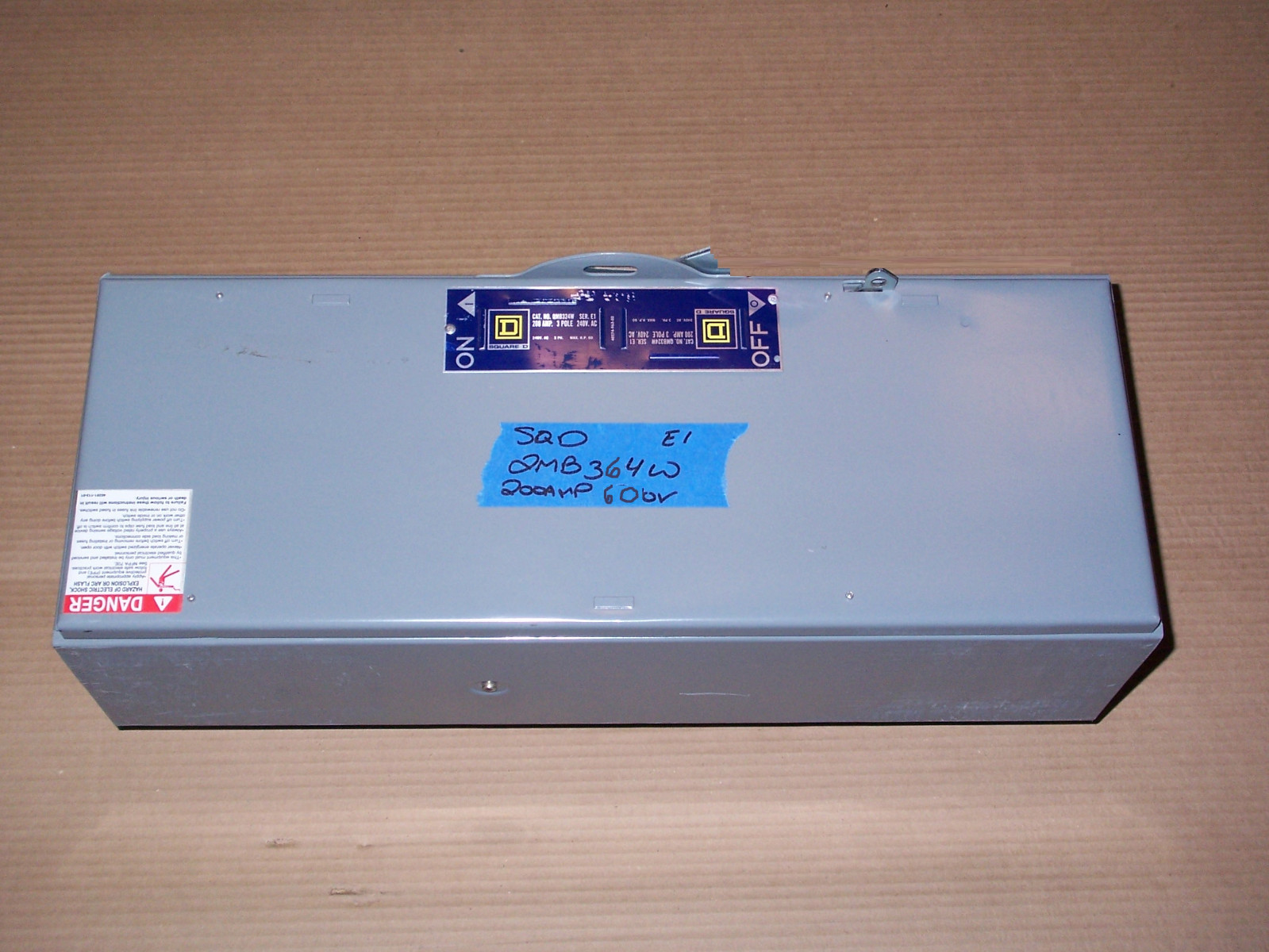 SQUARE D QMB QMB364W 200 AMP 600V FUSED PANELBOARD SWITCH SER E1 HANDLE ...