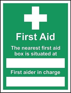 First aid signs the nearest first aid box and first aider in charge ...