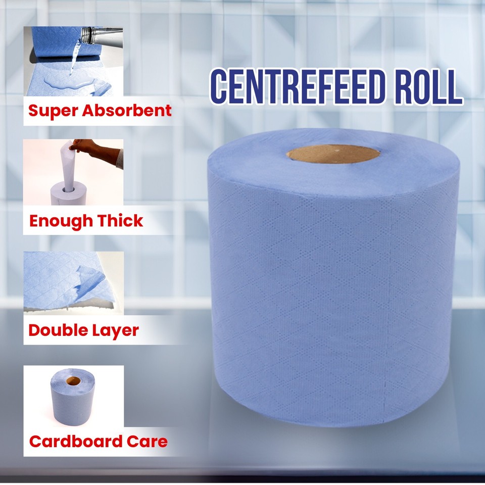 Centrefeed Blue White Rolls 2ply Embossed Kitchen Hand Wipes Paper ...