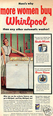 1955 Whirlpool Washer Machine Print Ad "Here's why more women buy ...
