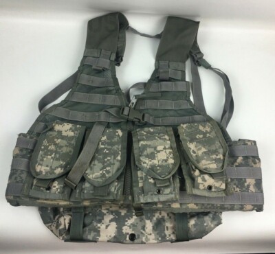 6 pc. US Army Military MOLLE VGC FLC Vest ACU w/ 4 Mag Pouches & Waist ...