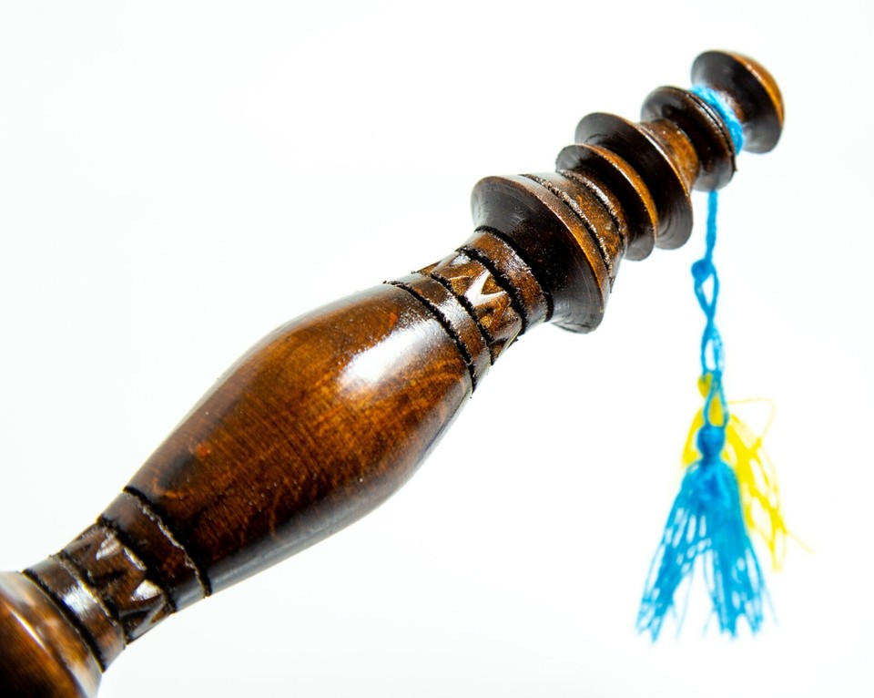 Handmade Carved Wood Ukrainian mace bludgeon Traditioan Dark Bulava 45 ...