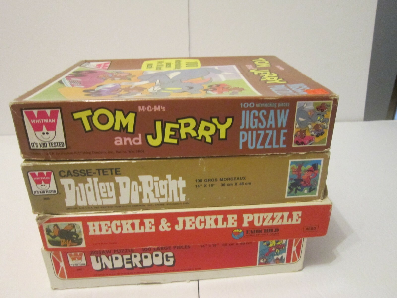 Vintage Whitman Puzzles Lot Of 4 Complete Underdog Tom Jerry Heckle ...