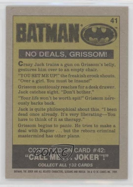 1989 Topps Batman The Joker Carl Grissom No Deals Grissom! #41 0a3 | eBay