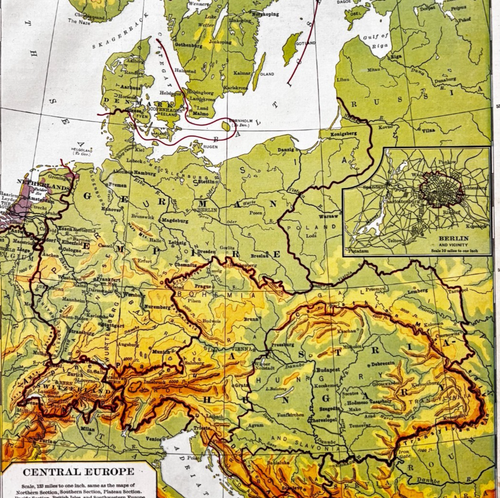 1898 Map Central Europe Berlin Victorian History Geography Atlas Print ...