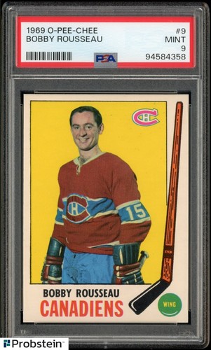 1969 O-Pee-Chee OPC Hockey #9 Bobby Rousseau Montreal Canadiens PSA 9 ...