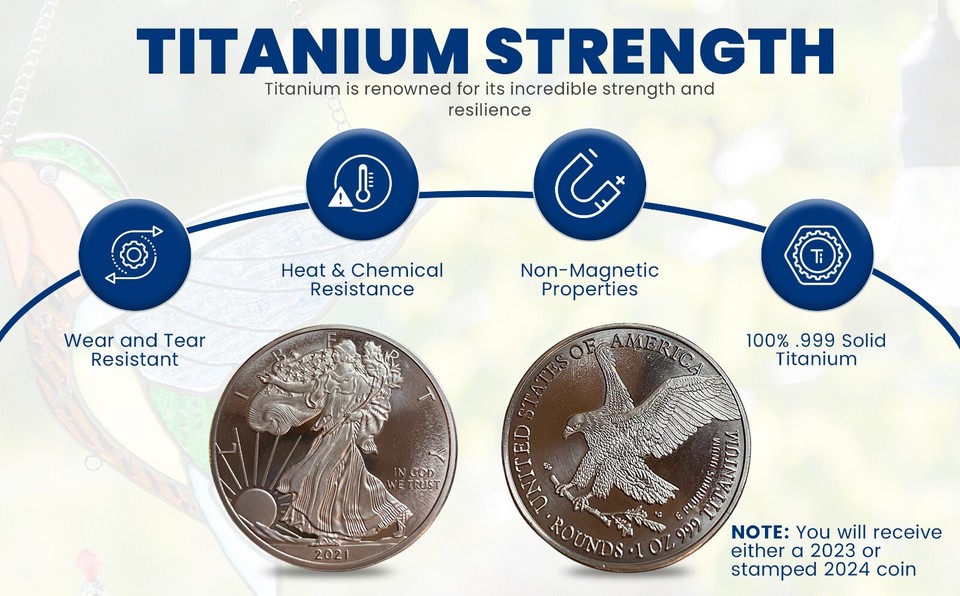 1 TROY OUNCE/OZ .999 Pure TITANIUM Metal Walking Liberty/Eagle Rounds ...