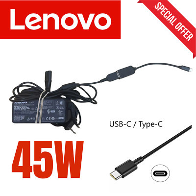 Laptop AC Adapter 45W USBC Type-C Charger Lenovo ThinkPad T480 E485 ...