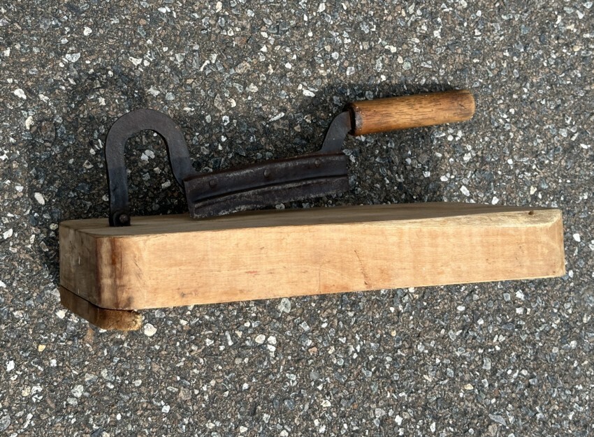 Antique Country kitchen food chopper solid maple block c 1900 w iron ...