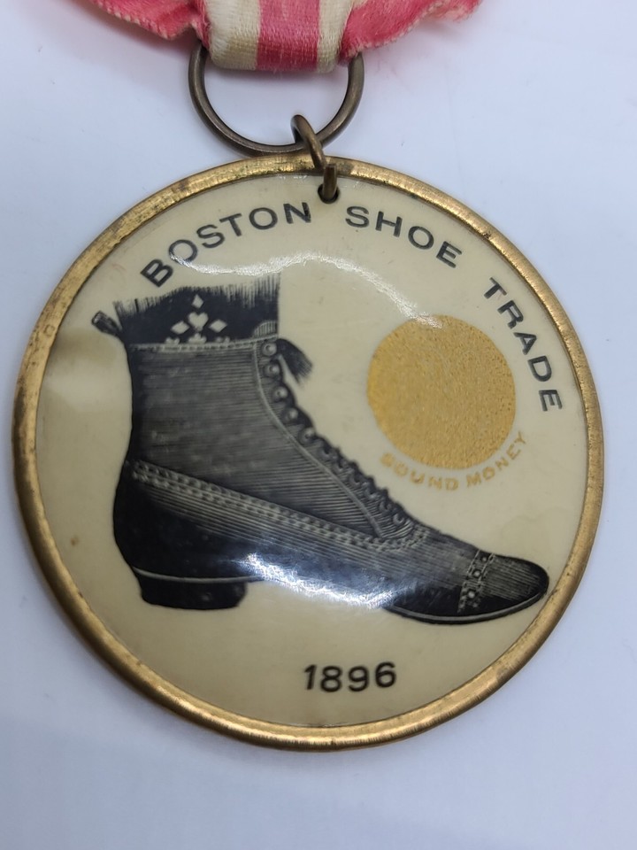 Antique 1896 Boston Shoe Trade "Shoe & Leather" Trade Medal w/Patriotic ...