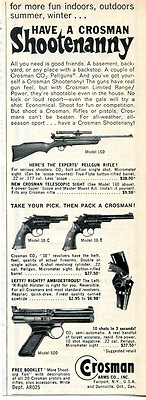 1965 small Print Ad of Crosman Shootenanny Model 160 Pellgun 38C & 38T ...
