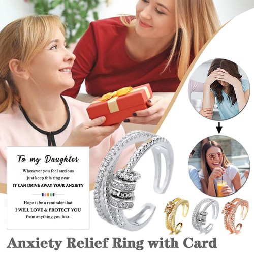 To My Daughter Fidget Rings Anti Anxiety Rings with Spinner Beads For ...