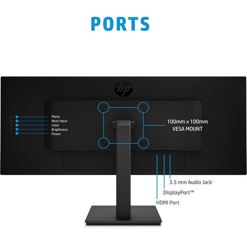 HP X34 34" UWQHD (3440x1440) 165Hz Gaming Monitor, 1ms, Height Adjust ...