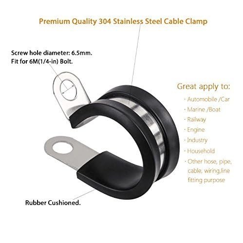 20 Pack 1/2 Inch Stainless Steel Cable Clamp, Rubber Cushioned ...
