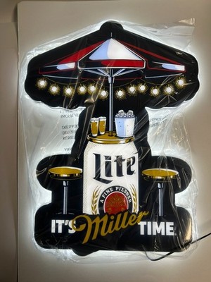 Miller Lite LED Sign Its Miller Time Rare Light Up Sign 19.5" x 15" Man ...