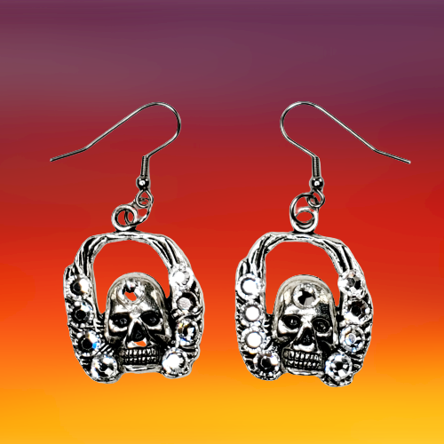 Skull Dangle Earring with Swarovski Crystals. New!!! | eBay