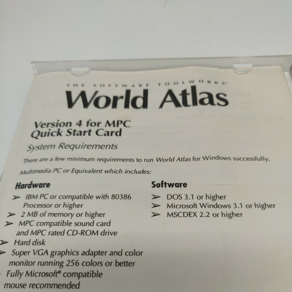 Vintage 1993 Software Toolworks USA Atlas CD ROM Version 4 IBM/PC | eBay