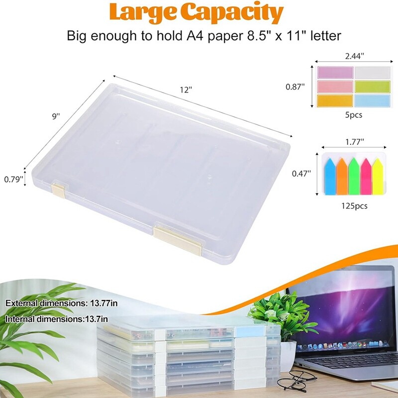 Plastic File Storage Box, 6 Pack A4 Storage Boxes with Two Types of ...